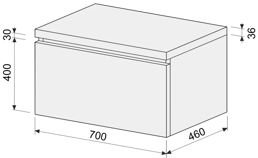 Intedoor OPERA skříňka pod umyvadlo na desku 70 cm OP2 70 1Z/Z OP2 70 1Z/Z