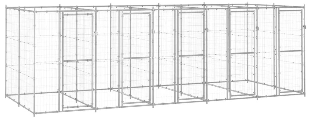 Venkovní psí kotec pozinkovaná ocel 12,1 m²