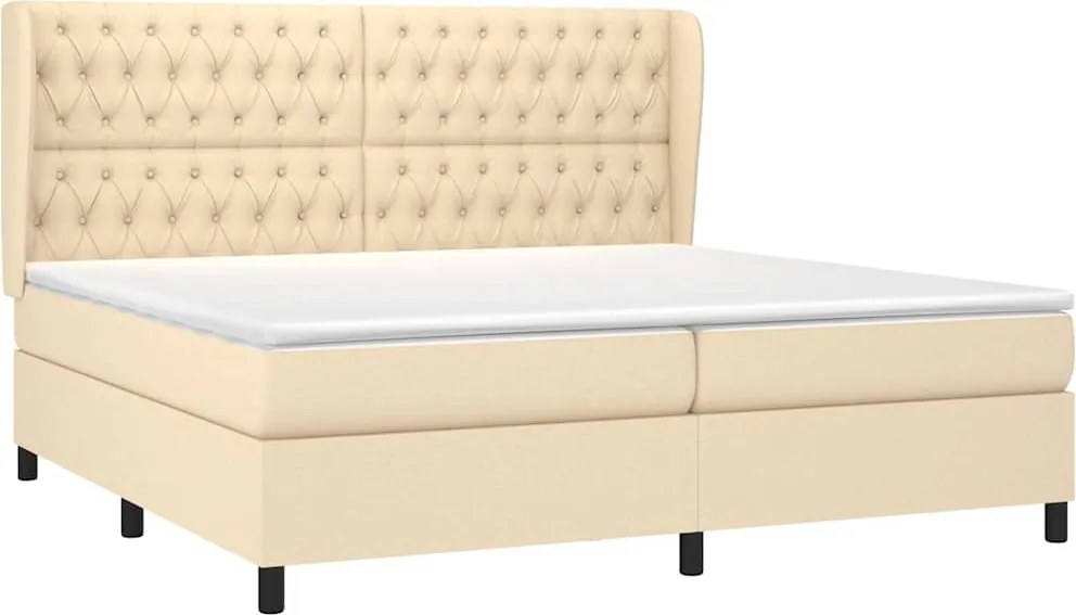 Box spring postel s matrací krémová 200x200 cm textil 3128234