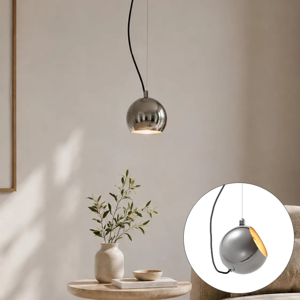 Designové závěsné svítidlo chromové pro 1-fázový kolejnicový systém - Slimline Sara