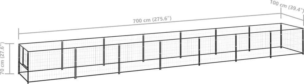 vidaXL Psí kotec 7 m² ocel [3082097] Barva: Stříbrná