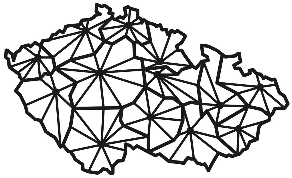 Dřevěná polygonální Mapa ČR na zeď od 2opice.cz Materiál: ČERNÝ EBEN, Velikost (mm): 1300 x 785