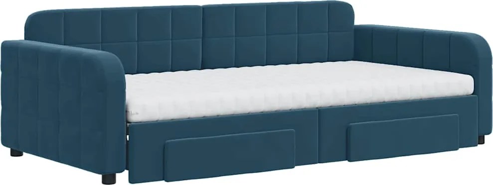 Válenda s přistýlkou a zásuvkami modrá 100 x 200 cm samet 3197007