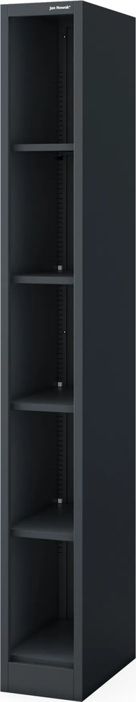 Úzký kovový regál, archivační na dokumenty antracitový: TIM 250 x 1950 x 450 mm