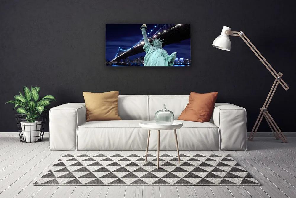 Obraz na plátně Most Socha Svobody 125x50 cm