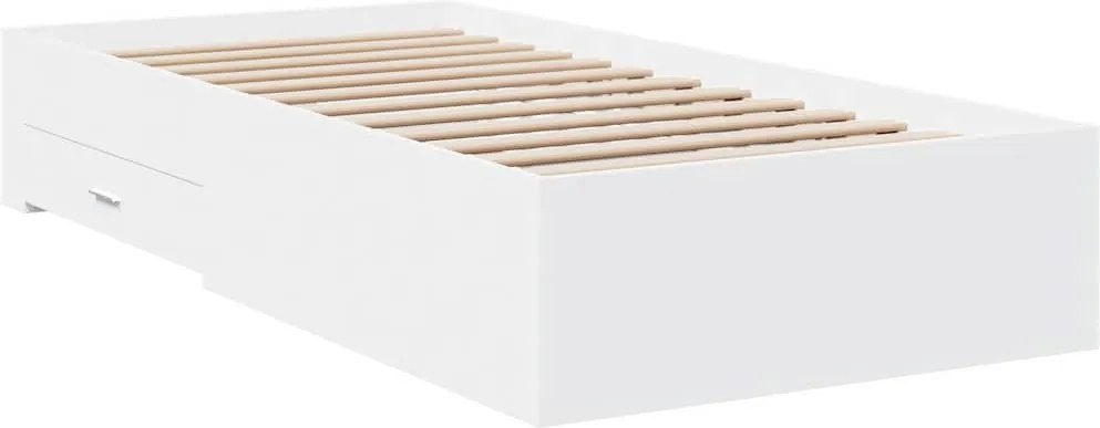 Rám postele se zásuvkami bílý 100 x 200 cm kompozitní dřevo 3280419