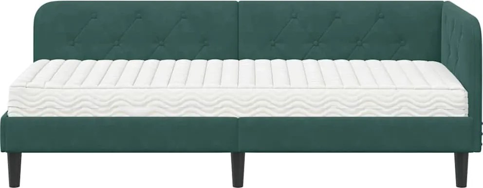 Rohový rám postele Tmavě zelená 80 x 200 cm samet 3394136
