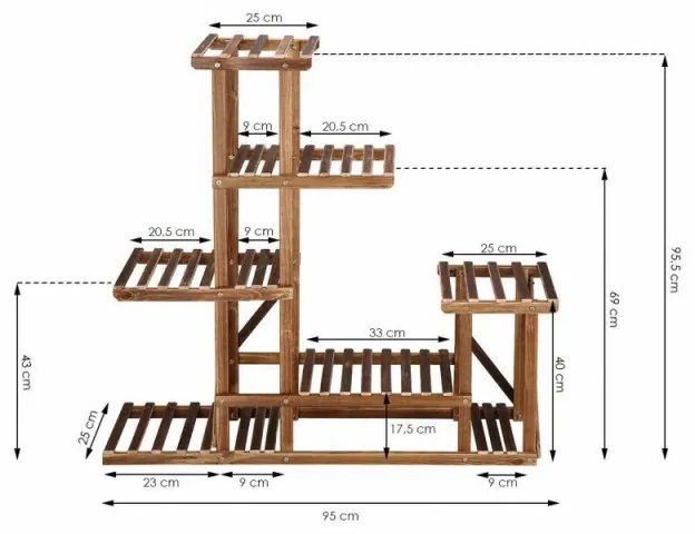 SPRINGOS Kaskádový stojan na květiny 95 cm, hnědý SPRINGOS PLANT 11 GA0176-XG