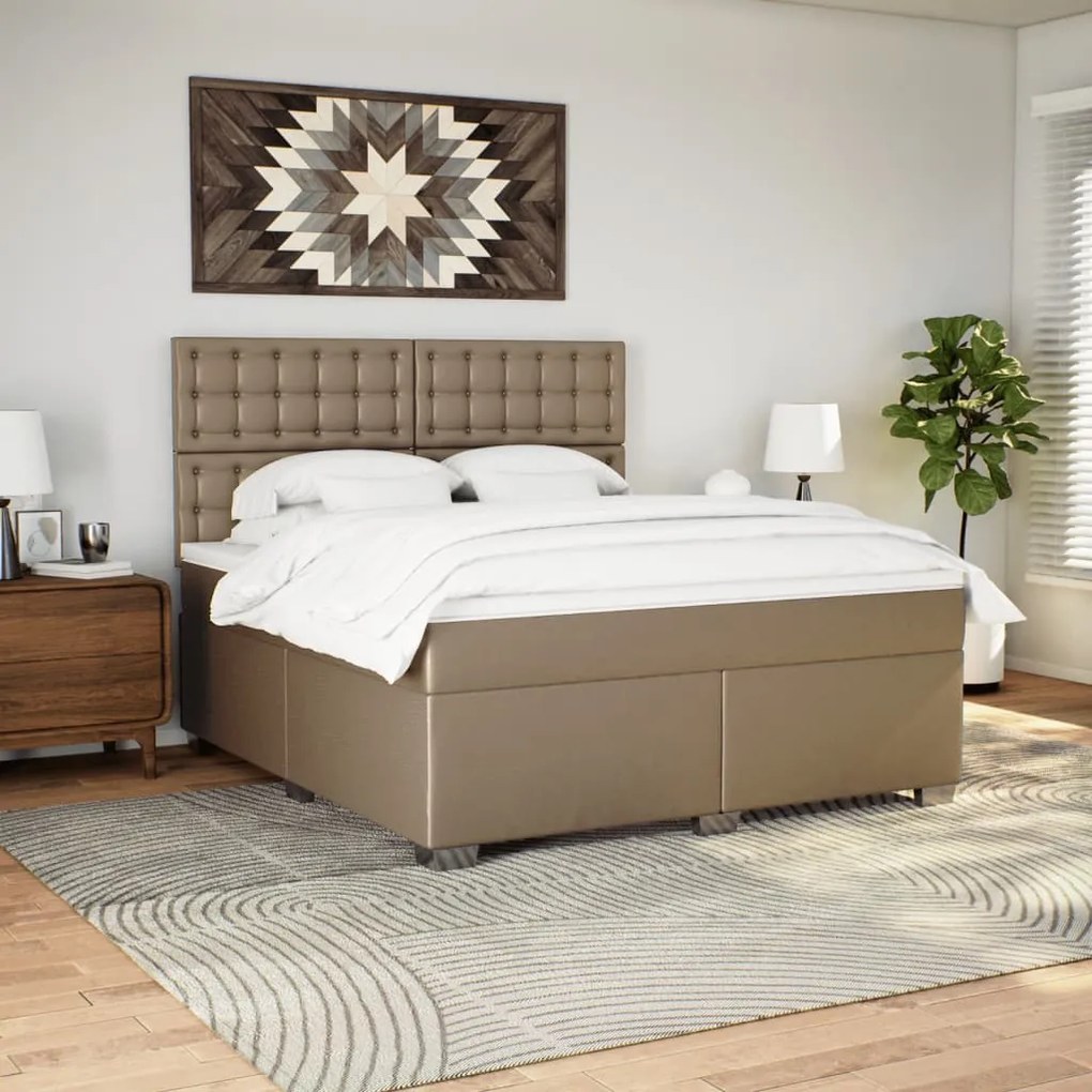 Box spring postel s matrací cappuccino 180 x 200 cm umělá kůže 3290735