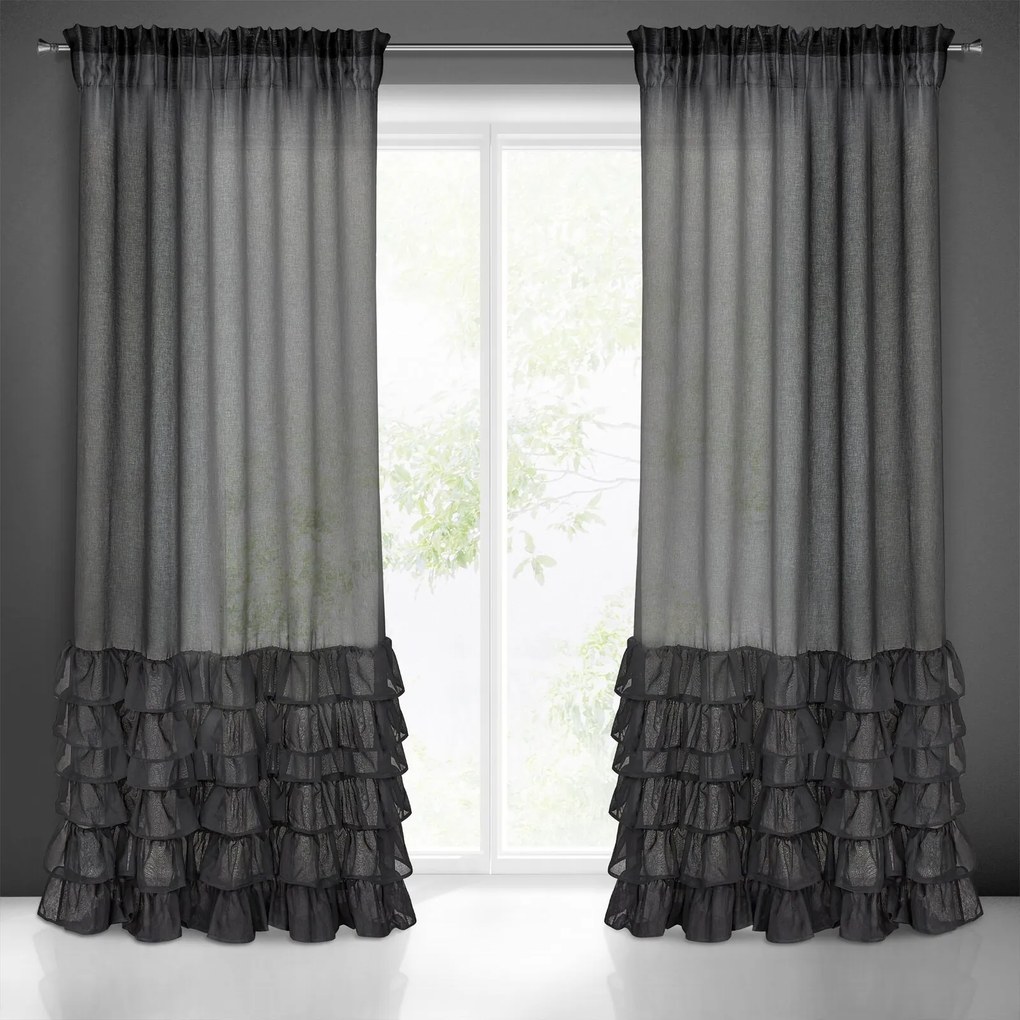 ZÁCLONA NA PÁSCE DOLLY 140X250 CM ČERNÁ