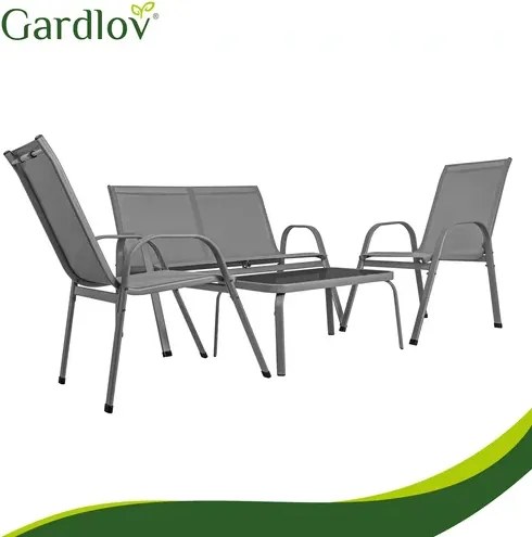 Zahradní nábytek pohovka, 2 křesla, stůl – šedý