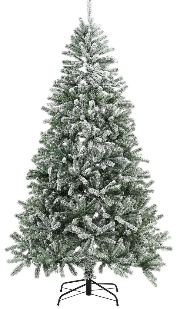 Umělý vánoční stromek Talvi 210 cm zelený se sněhem a černým stojanem
