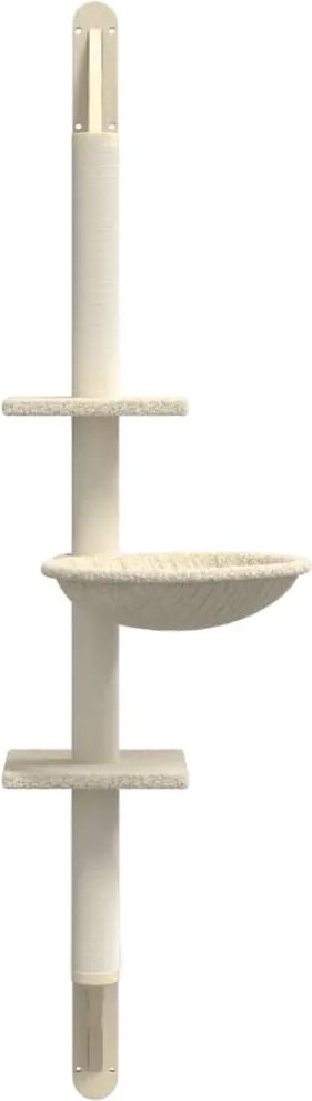 Nástěnné škrabadlo pro kočky se sloupkem krémové 142,5 cm 172395