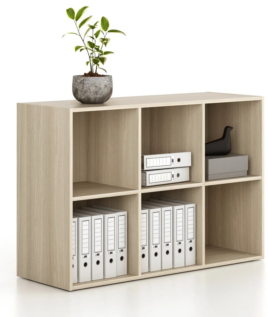 Regál FRAME, nízký, 3 sloupce, 881 x 1299 x 450 mm, dub přírodní