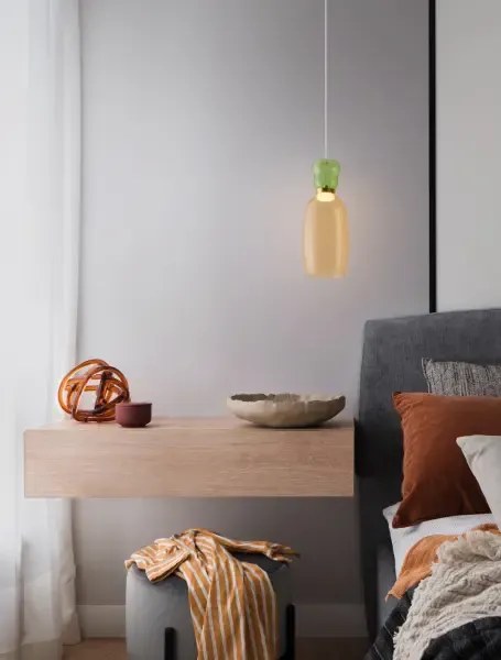 Designový lustr Pluma žlutá