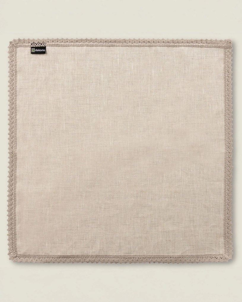 Krajkový ubrousek 1 ks. 48x48 barva béžová látka poloprůhledná, pletený vzor, lněná