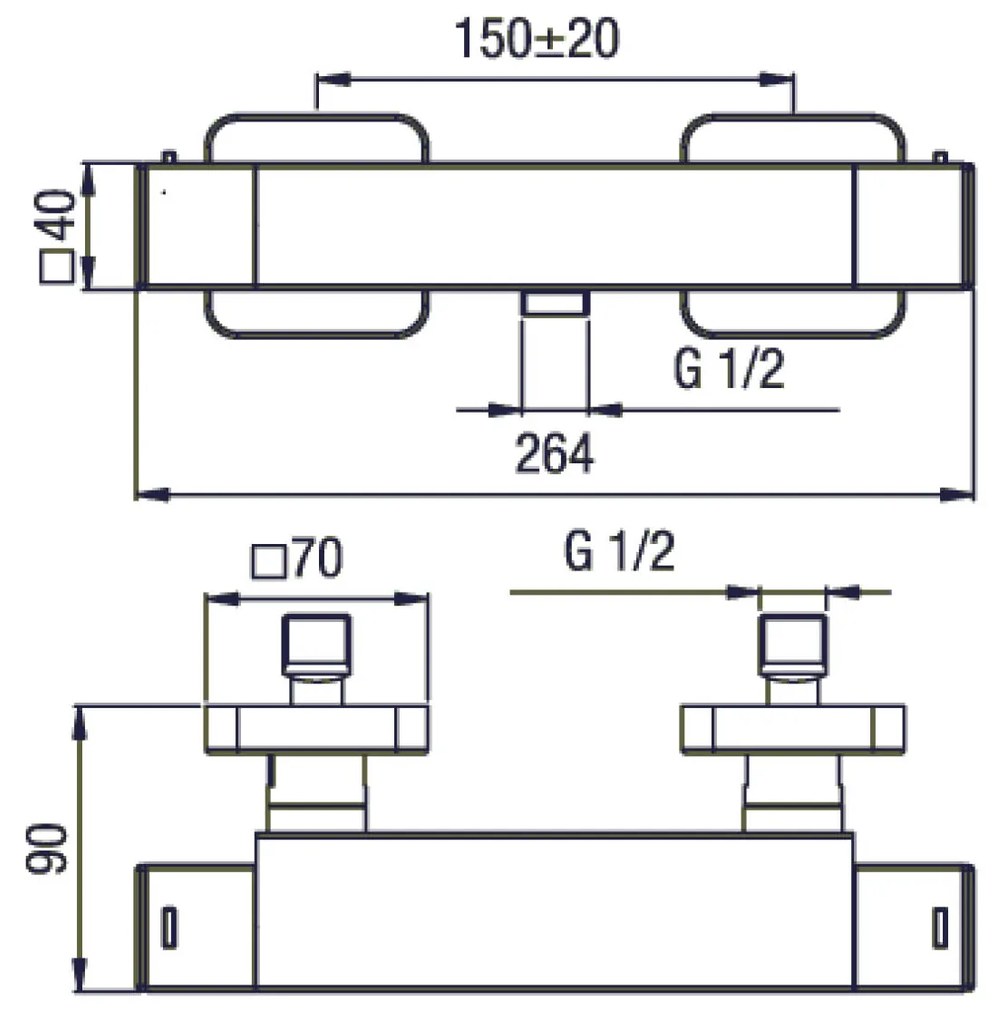 Sapho Dimy DM245 sprchová termostatická baterie 150 mm kohoutková