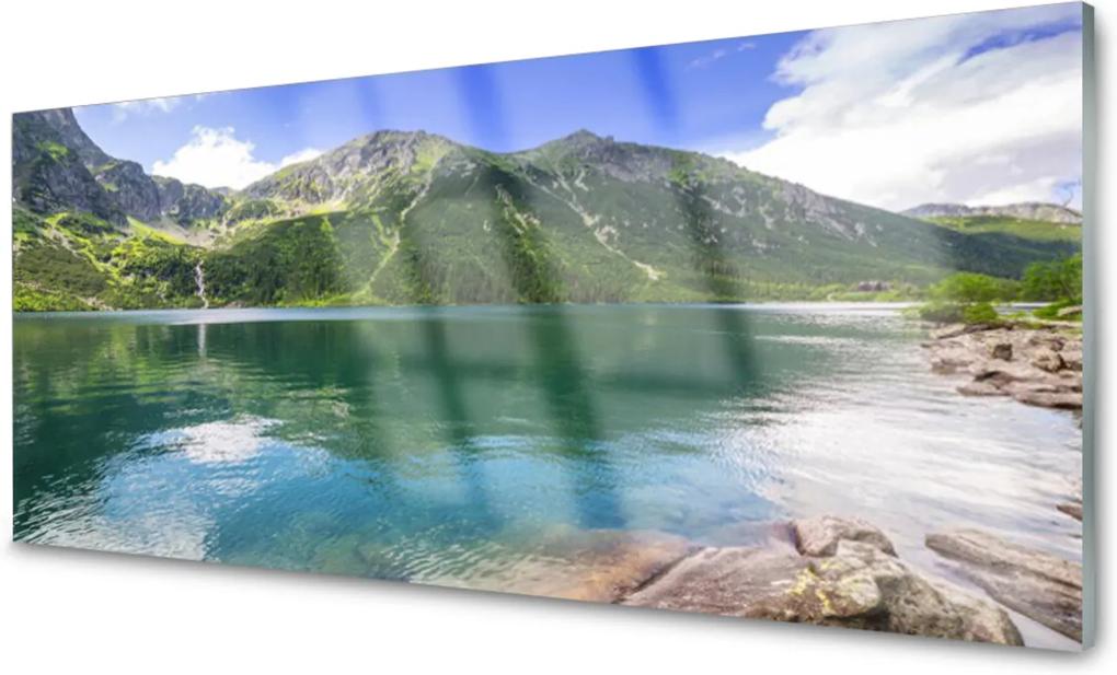 Skleněný obraz Hora Jezero Krajina