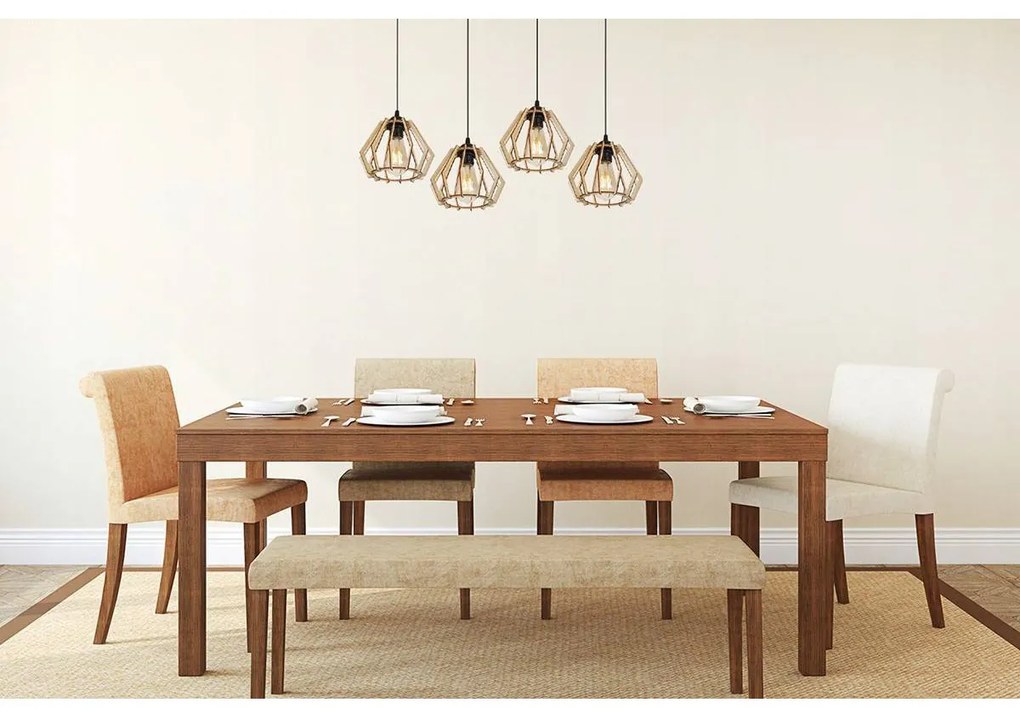 Závěsné svítidlo Timber, 4x dřevěné stínítko