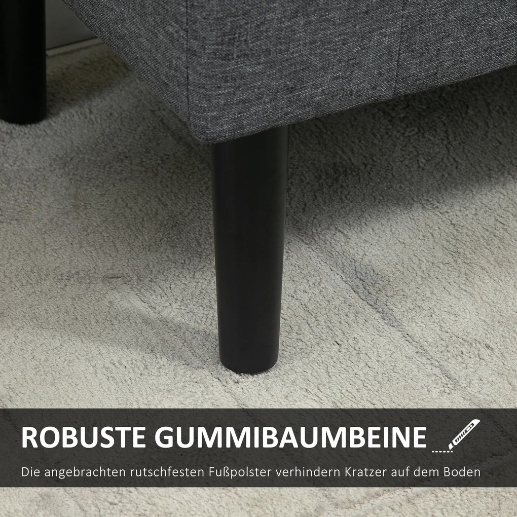 HOMCOM Lavice s úložným prostorem Čalouněná lavice Taburet Truhla do 130 kg, len-dotek tmavě šedá, 116 x 44 x 58 cm do předsíně a obývacího pokoje | …