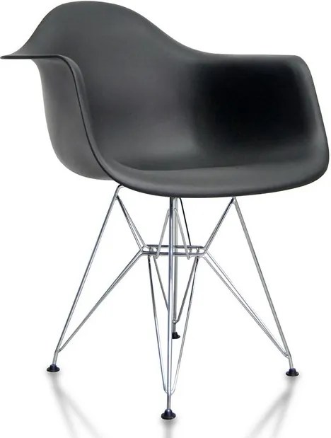 Casarredo Jídelní plastová židle v černé barvě na kovové konstrukci KN505
