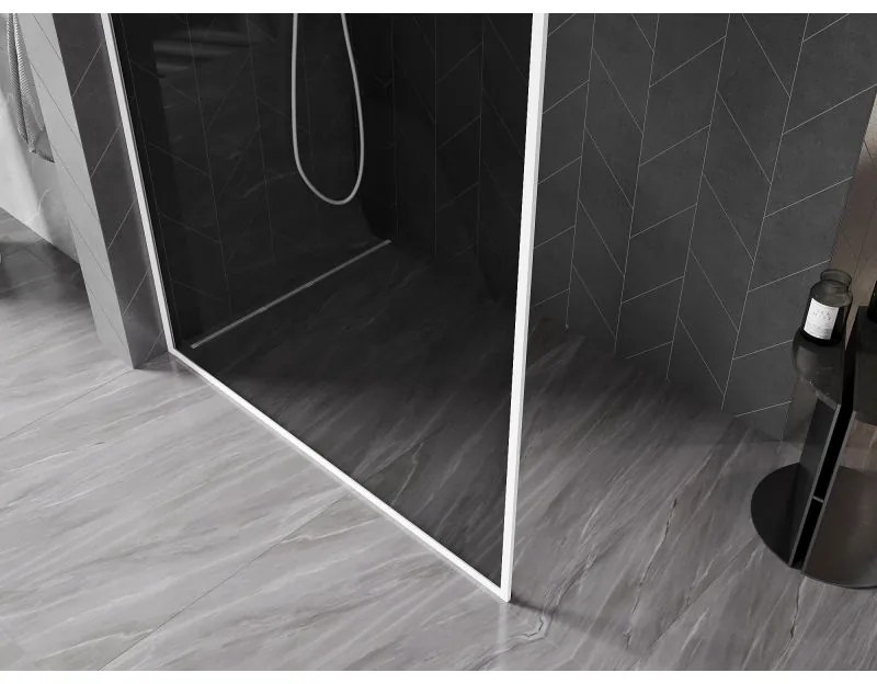 Mexen, Mexen Kioto-XF sprchová stěna s rámem 60 x 202 cm, grafit 10 mm, bílá - 800-060-104-20-40-X