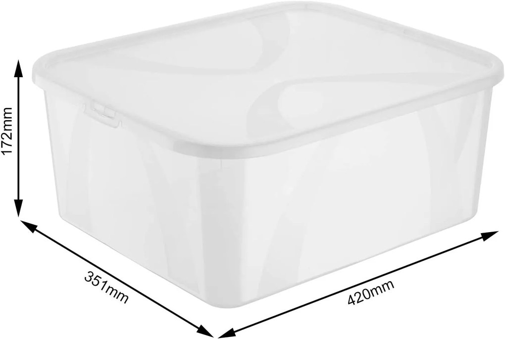 Úložný box, transparentní krabice s víkem, Rotho LONA, 42x35x17 (19l)
