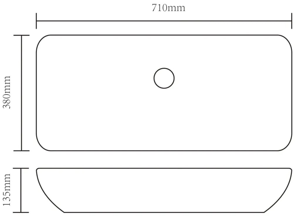 vidaXL Luxusní keramické obdelníkové umyvadlo - 71 x 39 cm - bílé