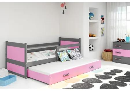 Dětská postel s výsuvnou postelí RICO 200x90 cm Modrá Šedá