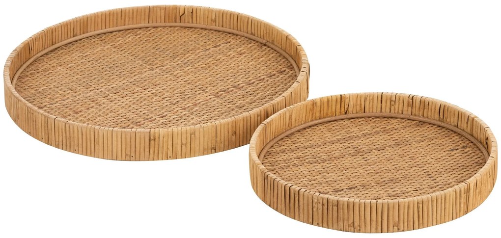 Set 2ks kulatý ratanový podnos Rattan Boom  - Ø 40*4 / Ø 30*4cm