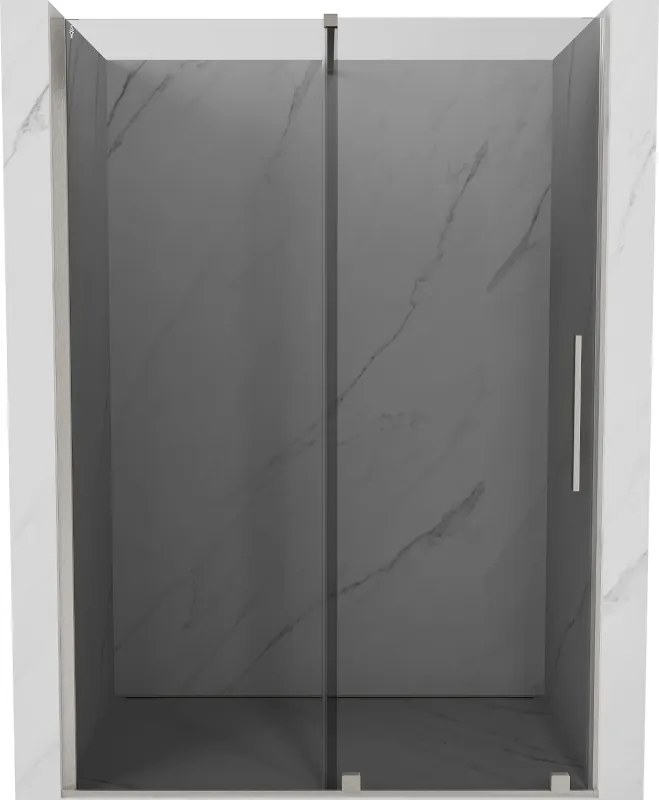 Mexen Velar, posuvné sprchové dveře do otvoru 130 cm, 8mm šedé sklo, broušená ocel, 871-130-000-41-97