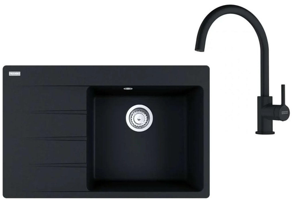 Franke - Kuchyňský set G271O, fragranitový dřez CNG 611-78 TL/7 a baterie FC 6018.071, onyx 114.0700.775