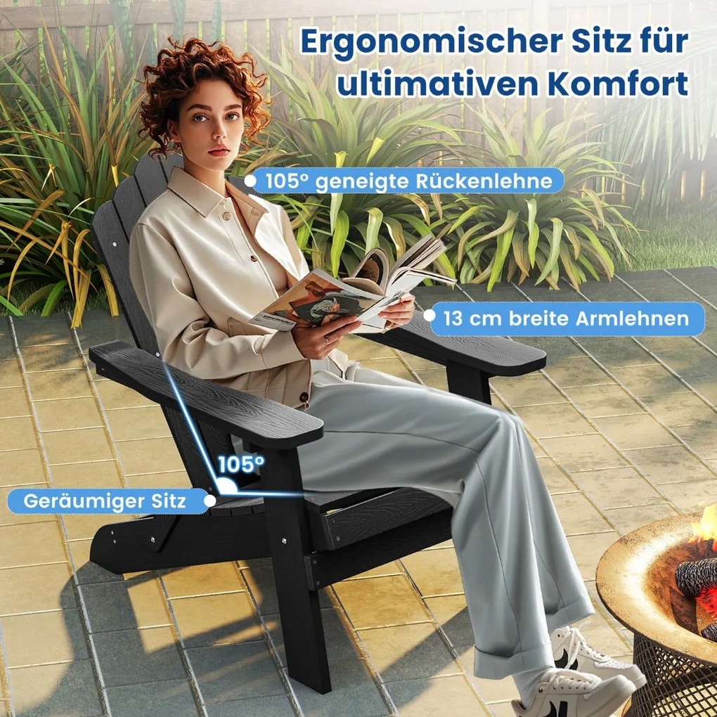 Costway Sada 2 židlí Adirondack skládací židle Adirondack odolná