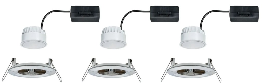 Paulmann 93458 LED Coin Nova round, set kulatých bodovek v úpravě kartáčovaná ocel, 3x6,5W LED 2700K, prům.7,8cm, IP44