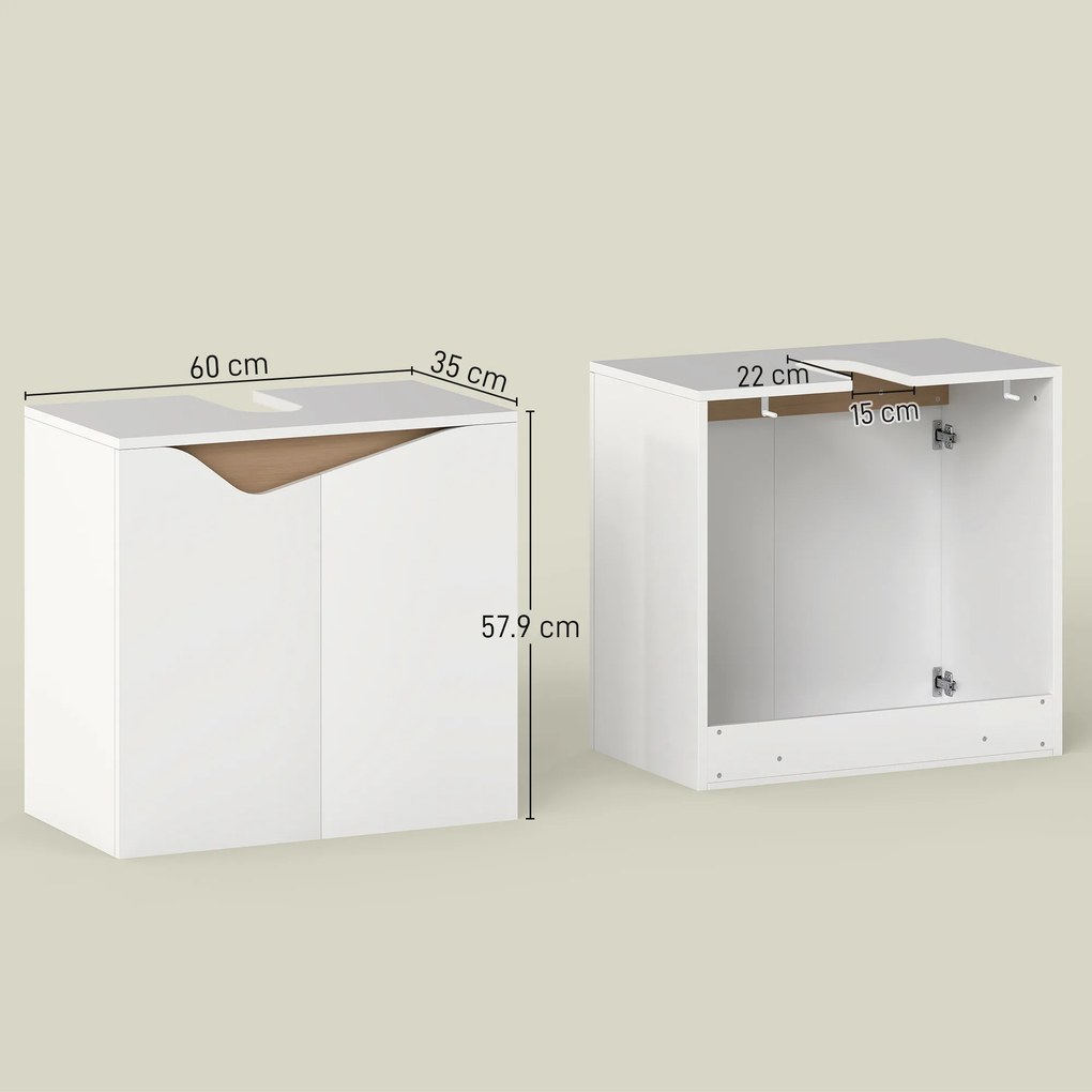 HOMCOM podumyvadlová skříňka s tlumeným dovíráním, bílá/přírodní dekor — 60 × 35 × 57,9 cm (23,6 × 13,8 × 22,8 palce)