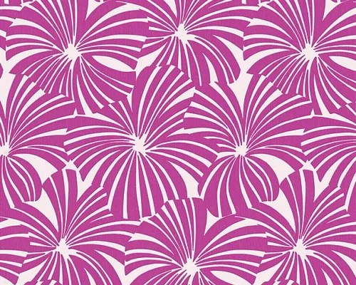 Vliesová tapeta, motiv květinový, geometrický, šedo-fialová