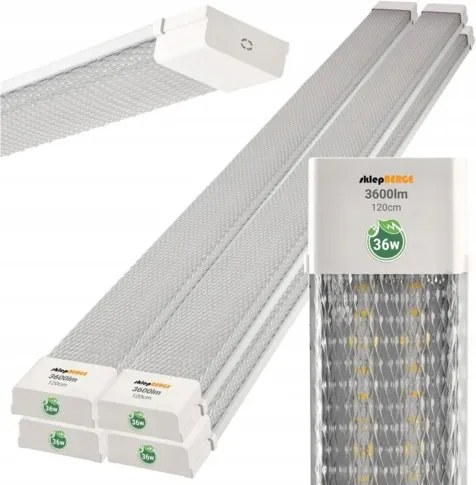 4x LED svítidlo pro přisazenou montáž 36W 120cm 4000k