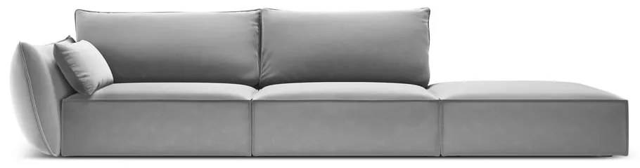 Světle šedá sametová pohovka levý roh 264 cm Vanda – Mazzini Sofas