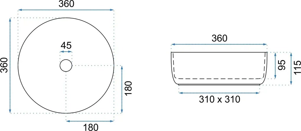 Rea Sami, umyvadlo na desku 360x360x115 mm, béžová lesklá, REA-U6382