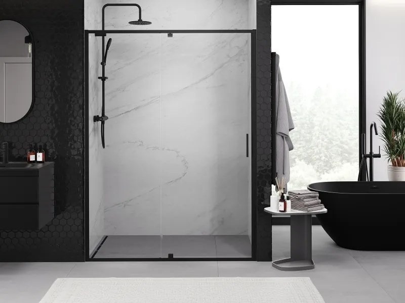 Mexen Exo sprchové dveře výklopné 140 cm, transparentní, černé - 819-140-000-70-00