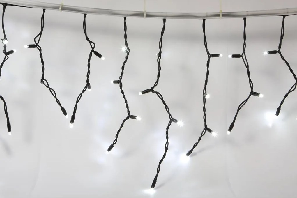 Hobby Line venkovní LED rampouchy, světelné, 200 × 50 cm, ledově bílá, 40 diod, tmavě zelený kabel, IP44, prodlužovací