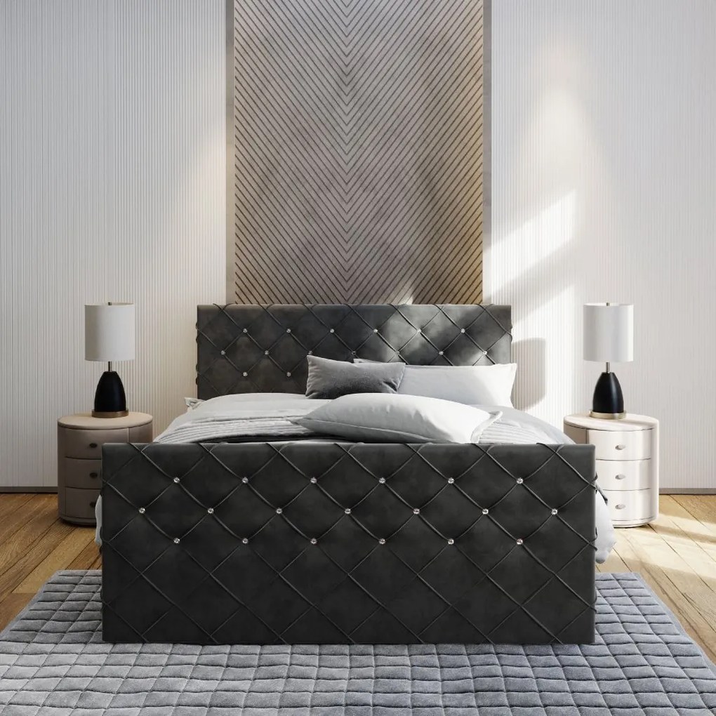 PRM Kontinentální čalouněná postel MARDI (140 x 200 cm) Barva látky: Smaragdově zelená (Magic Velvet 2225)