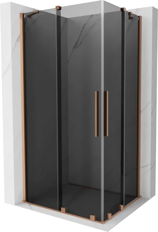 Mexen Velar Duo, sprchový kout s posuvnými dveřmi 90 x 80 cm, 8mm šedé sklo, měděná matná, 871-090-080-42-65