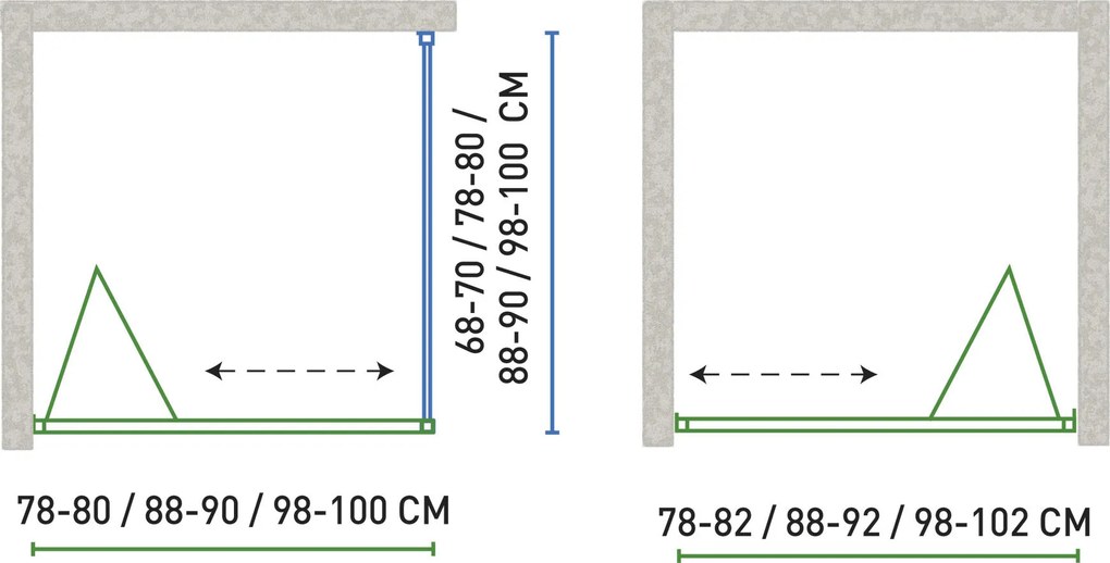 Novoterm Zalamovací sprchové dveře NV-Solid DH CHR 80, chrom/transparent - bez vaničky