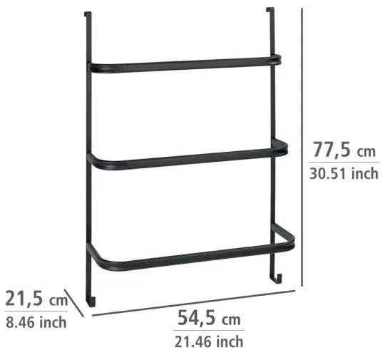 WENKO 24026100 - Držák ručníků IRPINIA 54,5x77,5 cm černá