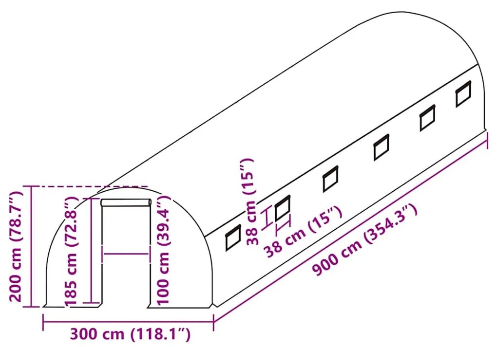 vidaXL Marketos Náhradní plachta na skleník (27 m²) 3 x 9 x 2 m průhledná