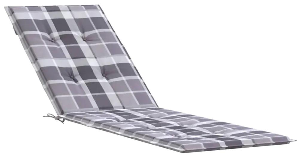 vidaXL Poduška na polohovací židli šedá károvaná (75+105) x 50 x 3 cm