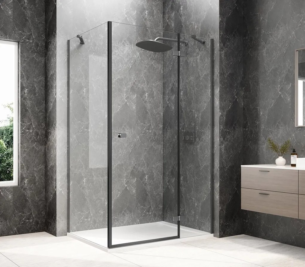 Polysan Polysan, GLOBE GUN METAL obdélníková sprchová zástěna 1100x800mm, čiré sklo, pravé, GB1011-3215RGM