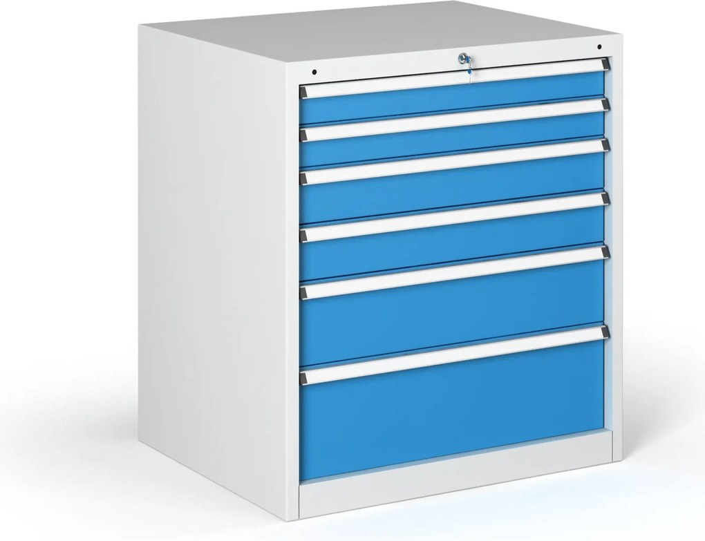 Dílenská zásuvková skříň na nářadí G345, 6 zásuvek, 881 x 653 x 800 mm, modrá