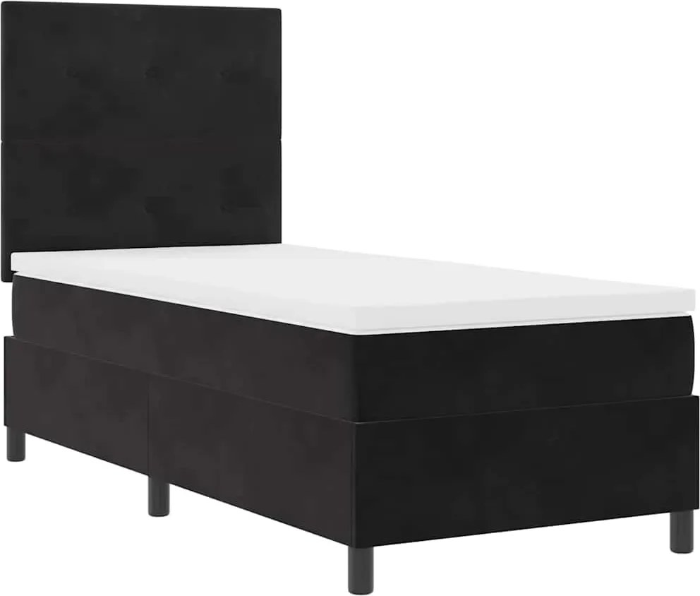 Postel s boxspringem s čelo Černý 100 x 200 cm samet 3339814